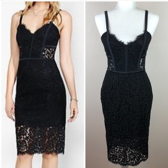 Express | Dresses | Express Black Lace Corset Slip Dress | Poshmark